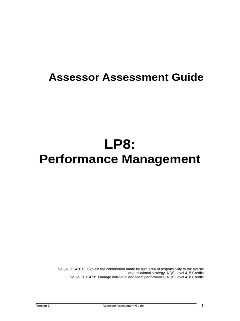 LP8 Assessor Assessment Guide With Memorandum | PDF