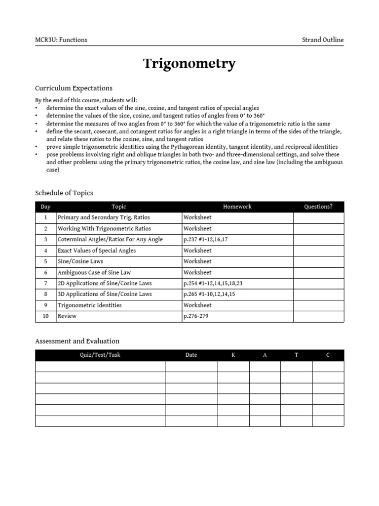MCR3U Trigonometry | PDF
