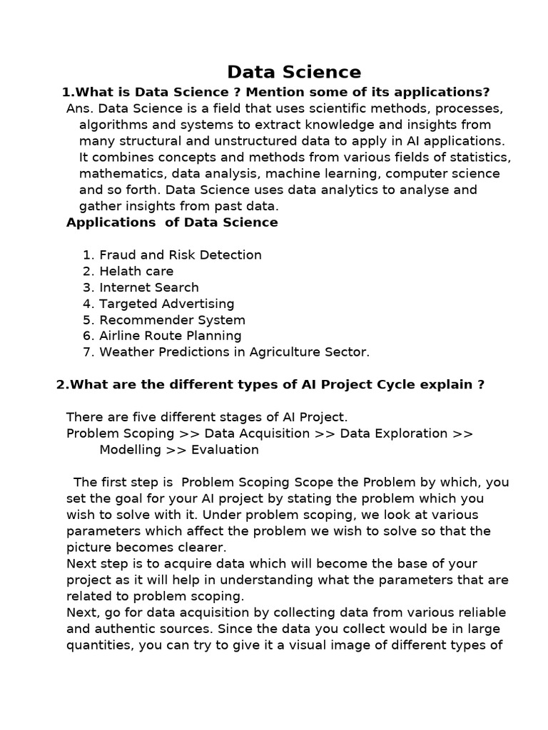 Data Science Question & Answers | PDF