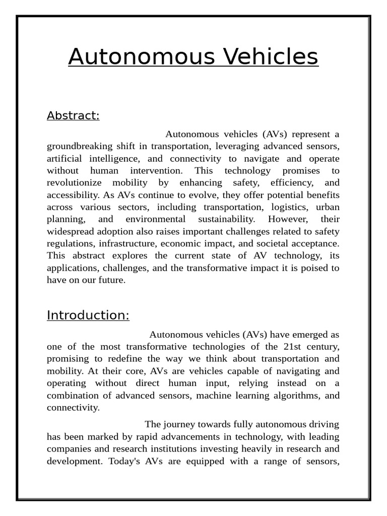Autonomous Vehicles | PDF