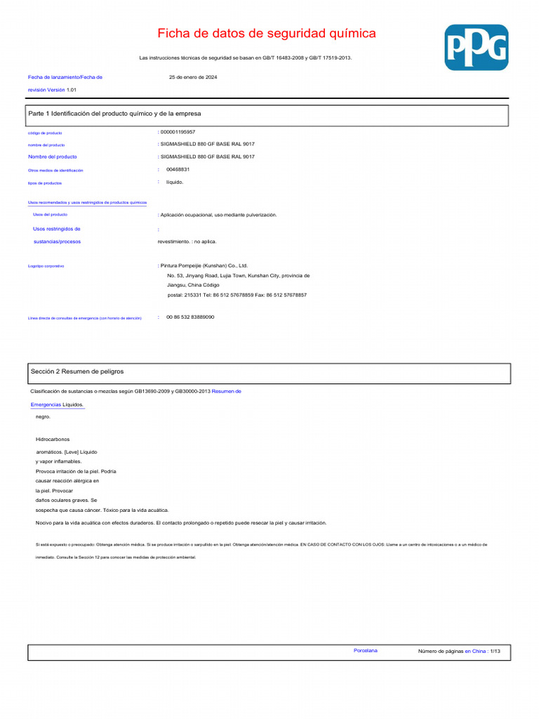 Sigmashield 880 GF Base Ral 9017 FS | PDF