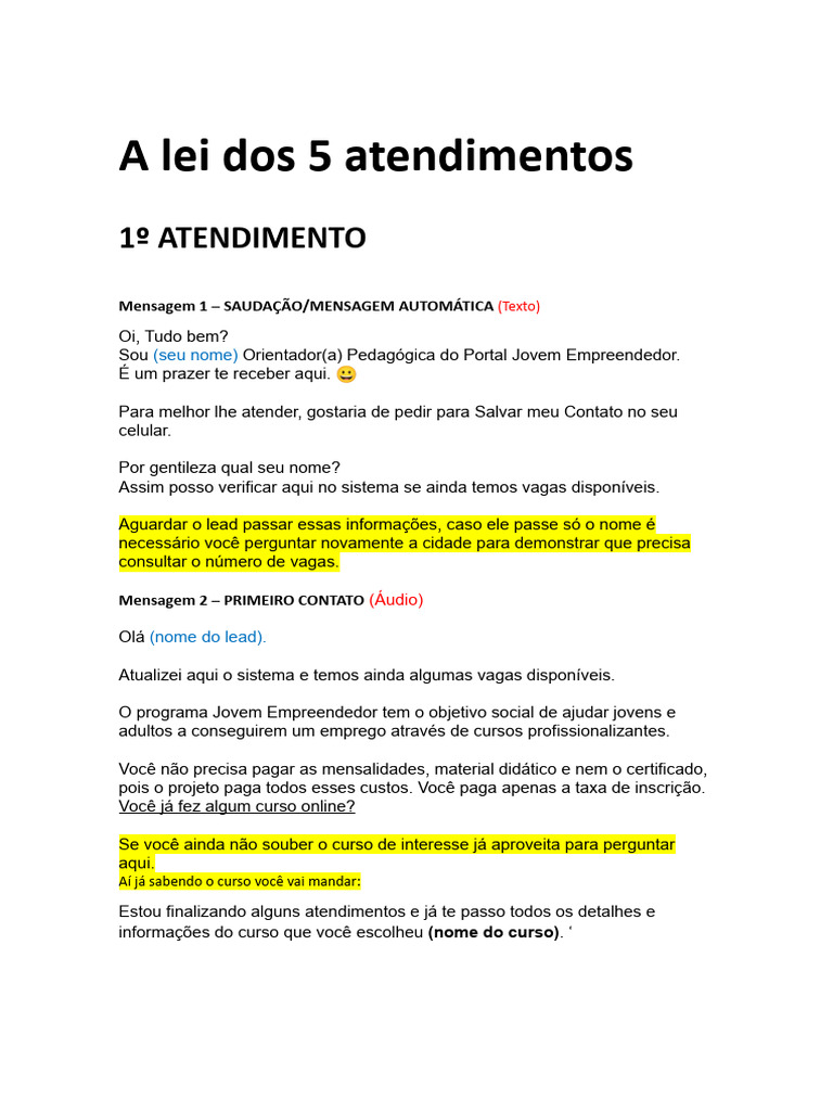 Script de Atendimento | PDF