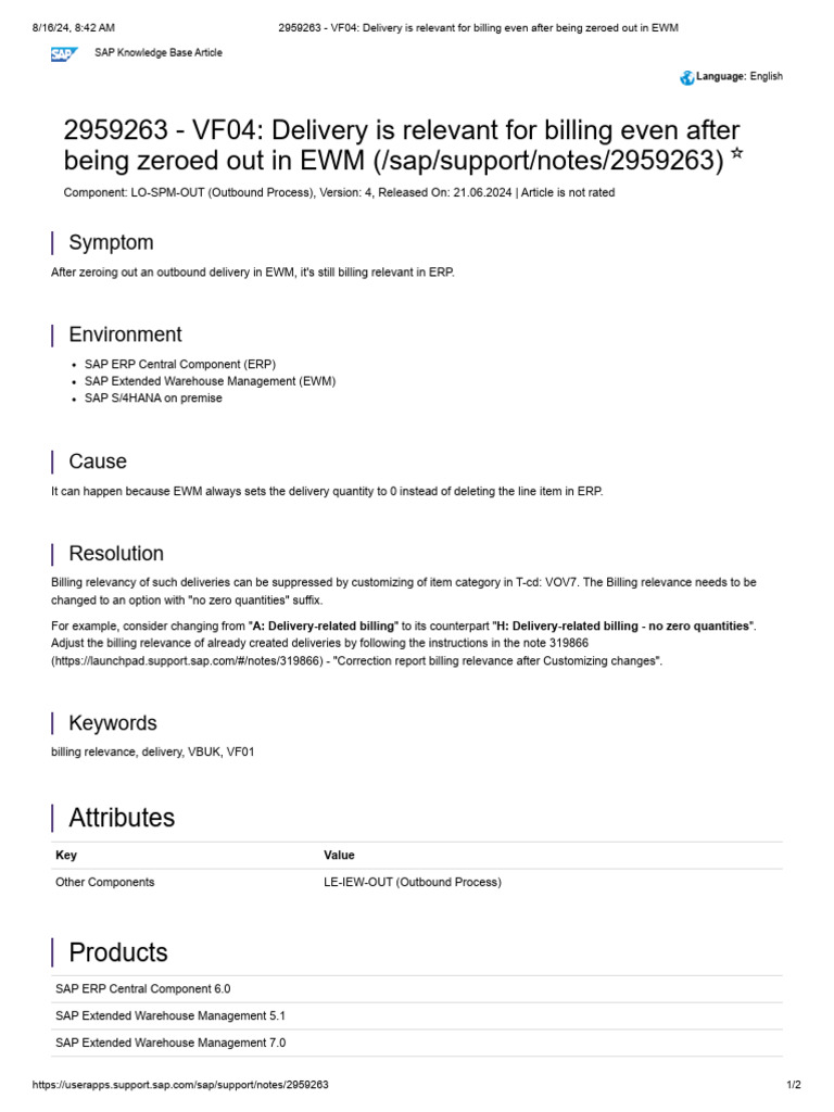 VF04 - Delivery Is Relevant For Billing Even After Being Zeroed Out in ...