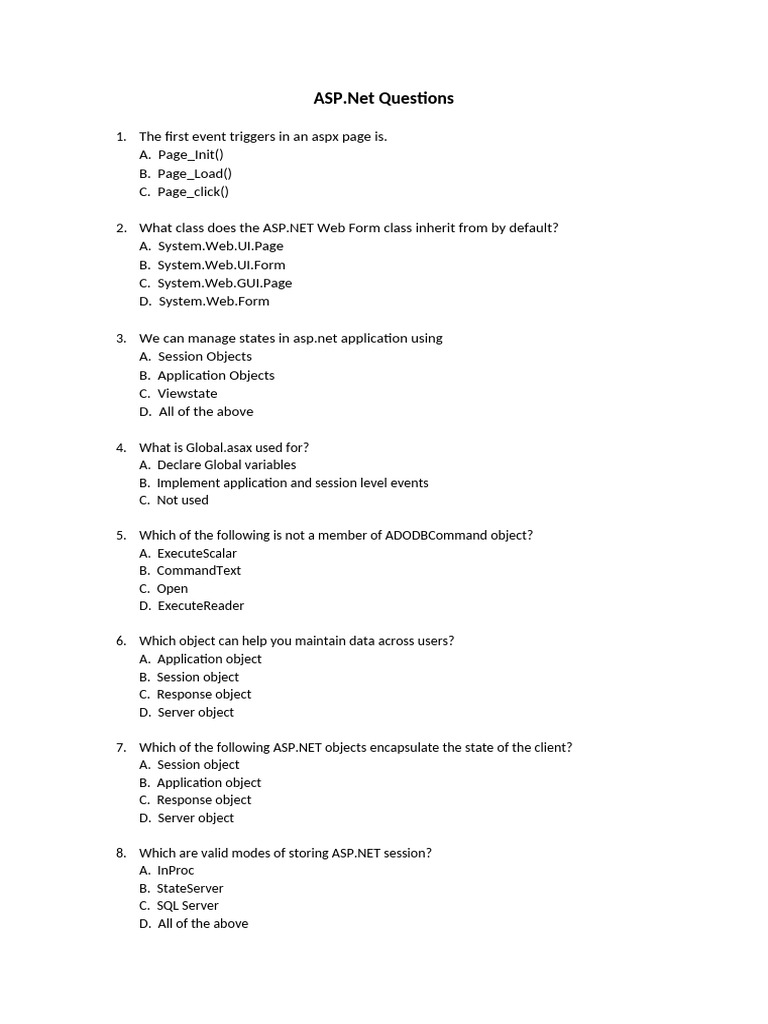 ASPNet Questions Without Answers | PDF ASPNet Questions Without Answers | PDF