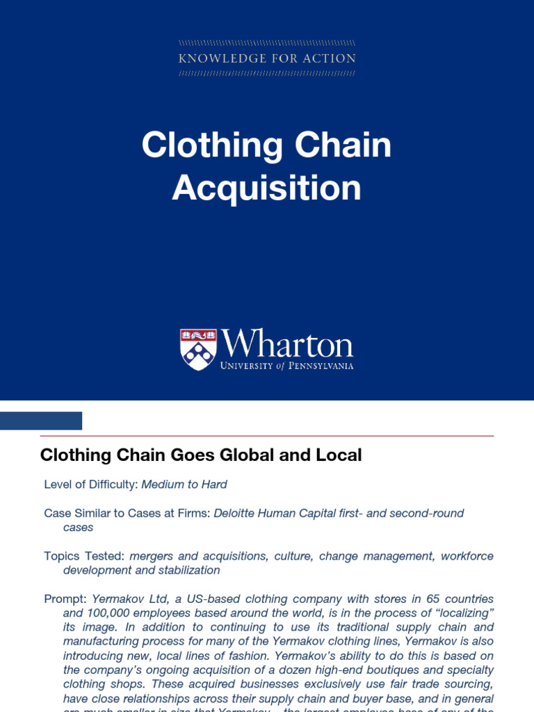 Wharton 2017 Case 8 Clothing Chain Acquisitions (Human Capital) | PDF | Employee Retention ...