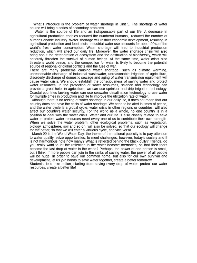 Water Shortage | PDF