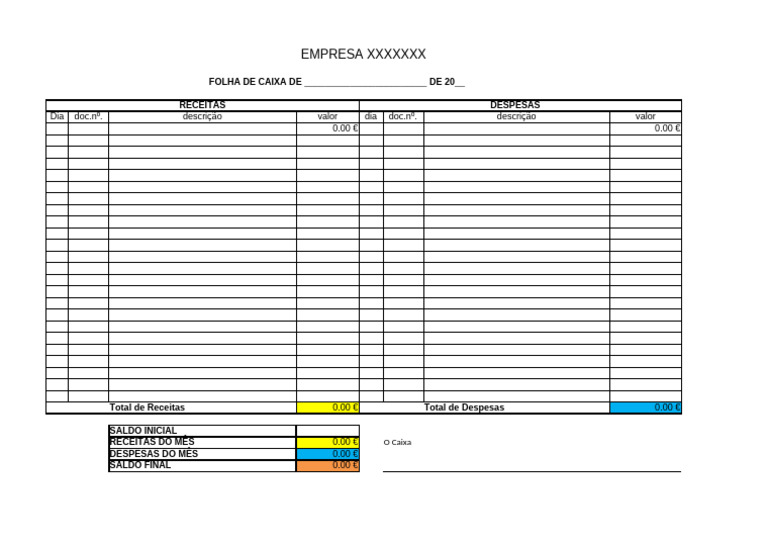 Folha de Caixa 2024 | PDF