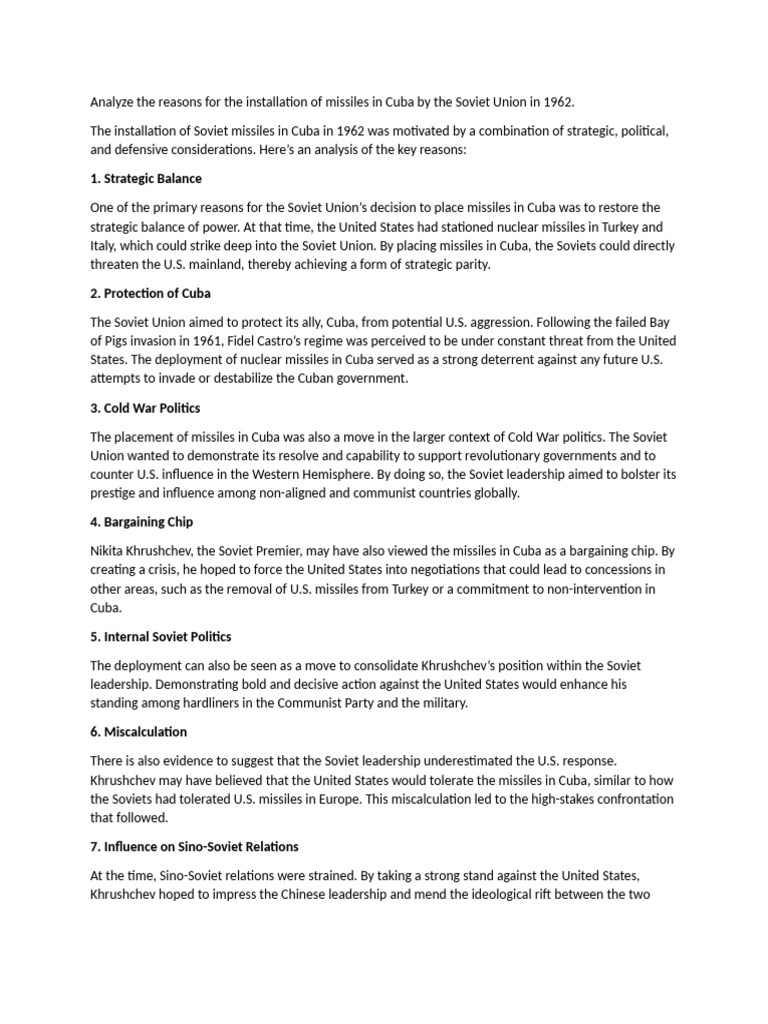 Cuban Missile Crisis | PDF