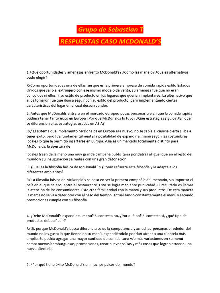 Caso McDonalds | PDF