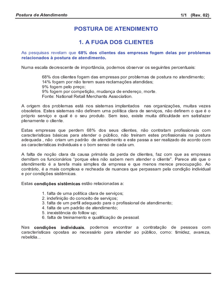 Apostila Atendimento Ao Cliente | PDF