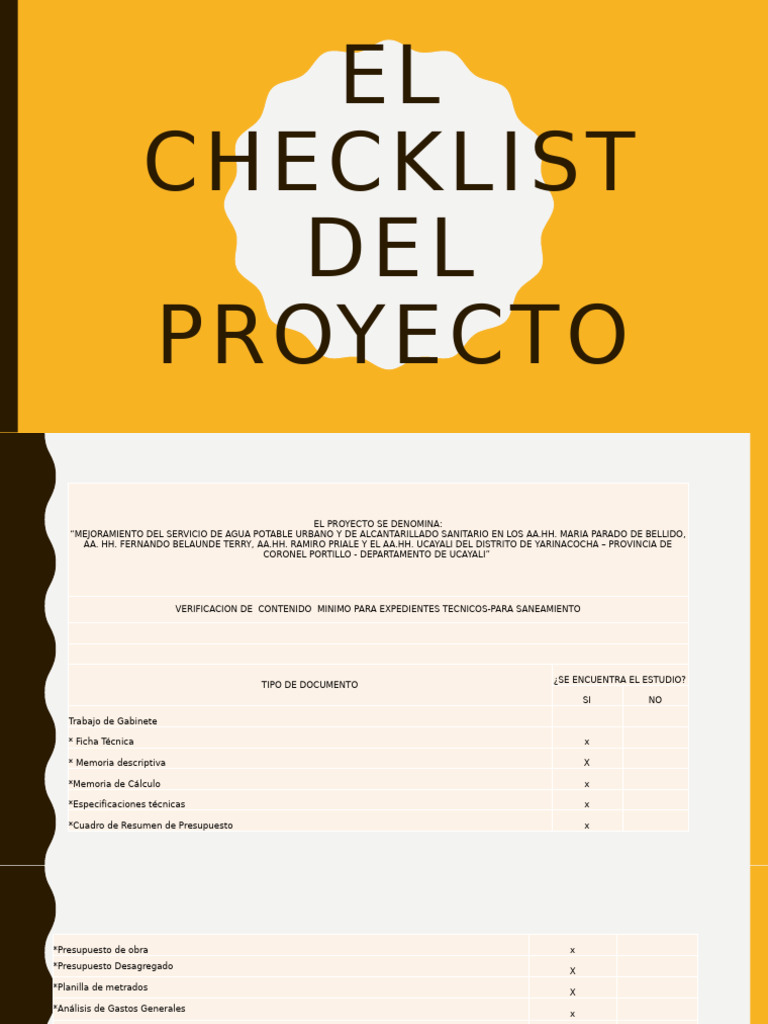 El Checklist Del Proyecto | PDF