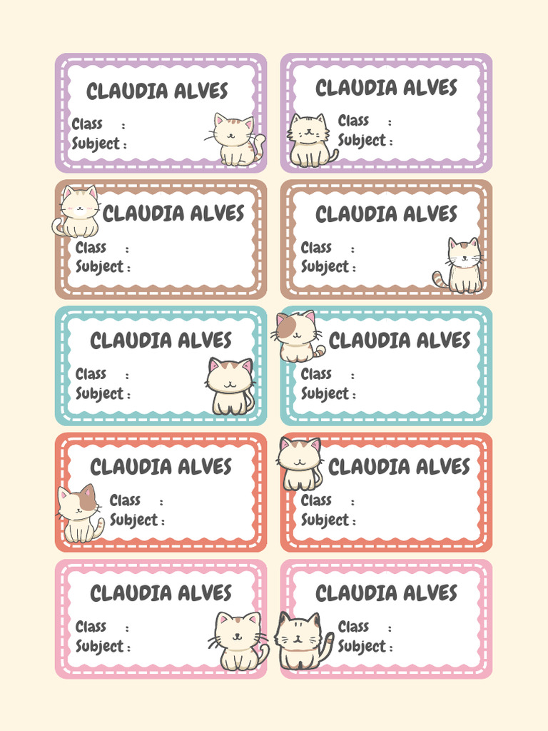 Cream Colorful Cute Name Label A4 Document_20240819_234525_0000 | PDF