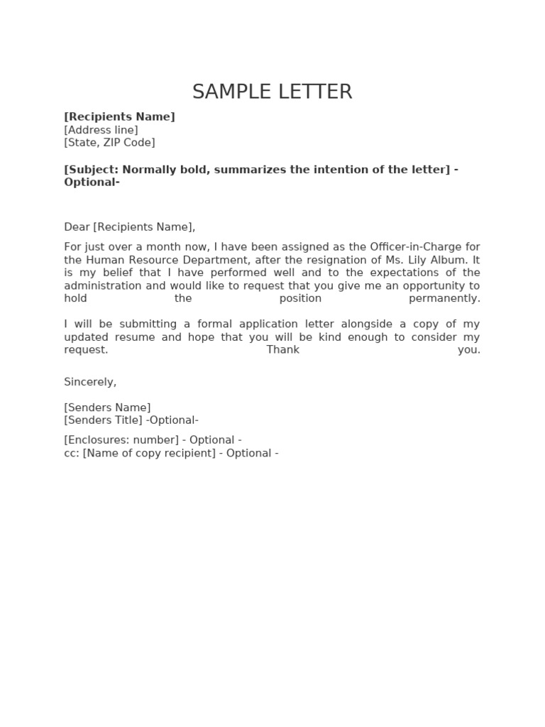 Temporary To Permanent Employment Request Letter 03 | PDF