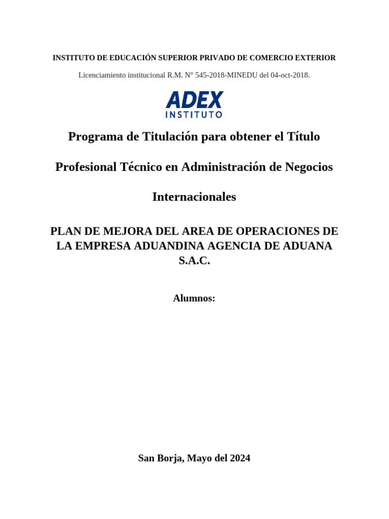 Trabajo Final ADEX | PDF | Business | Negocios