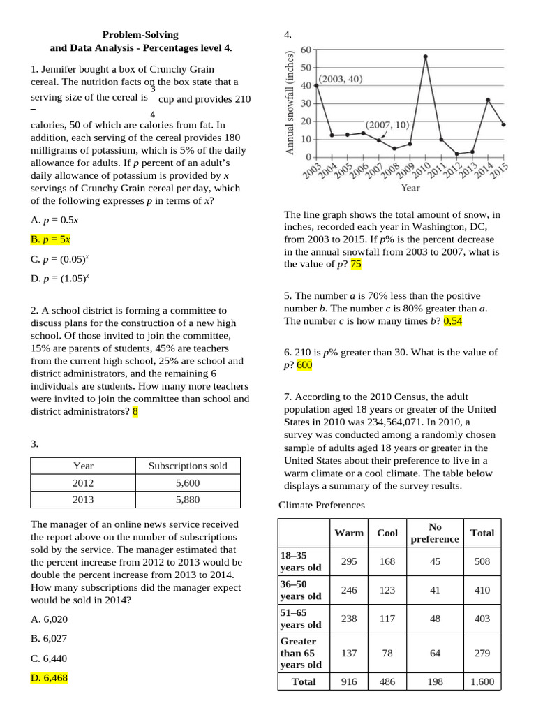 Percentages Level 4 | PDF