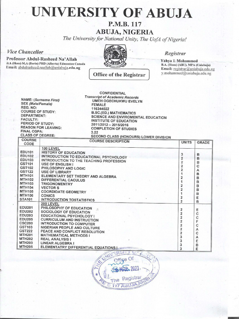 My Transcript 3 | PDF