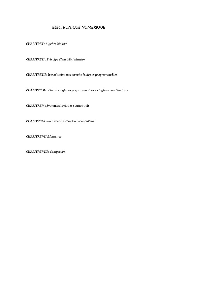 ELECTRONIQUE NUMERIQUE (Corrigé) | PDF