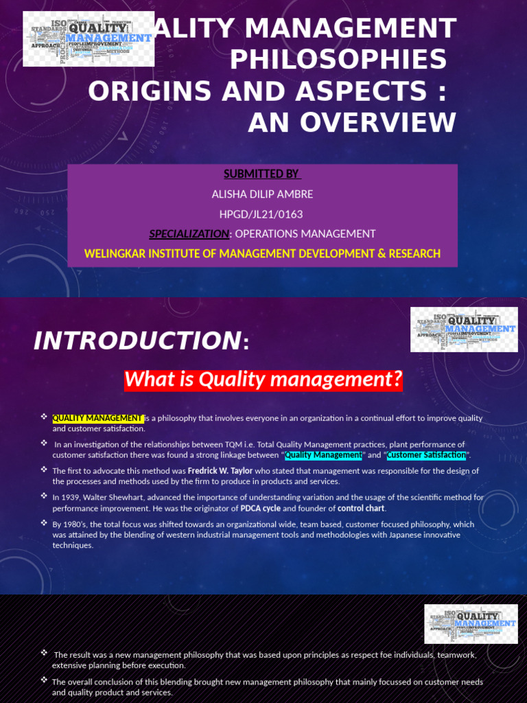 Quality Management Philosophies | PDF