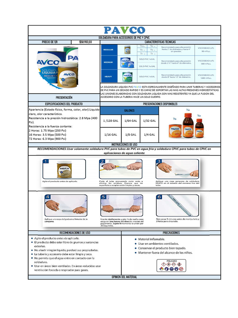 FICHA TECNICA - SOLDADURA - PVCM | PDF