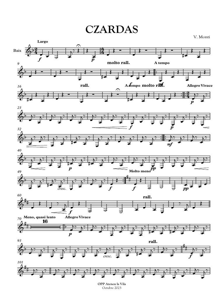 CZARDAS. Baix - Clau de Sol | PDF