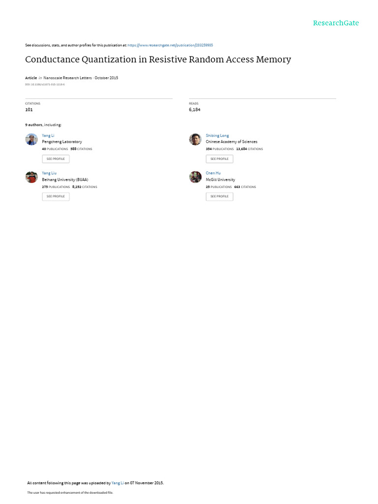 Conductance Quantization in Resistive Random Access Memory: Nanoscale Research Letters October ...