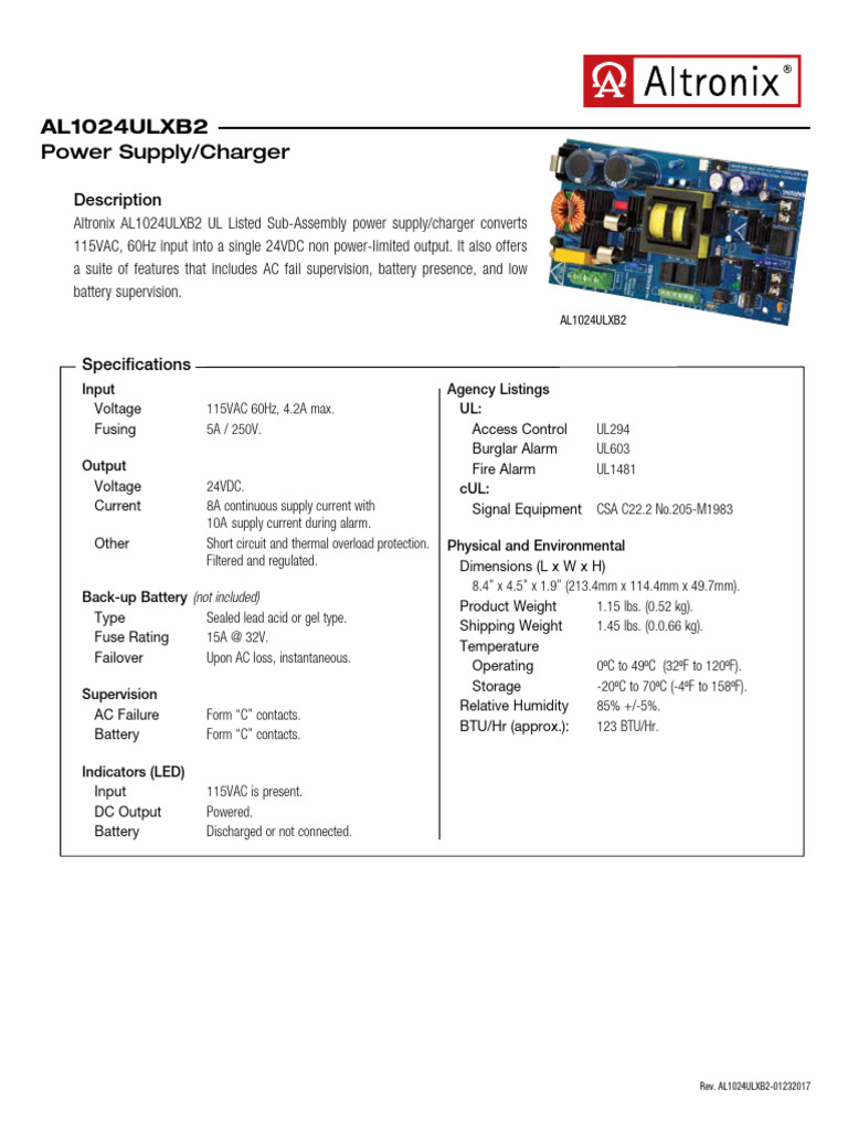 Especificaciones Técnicas AL1024ULXB2 | PDF