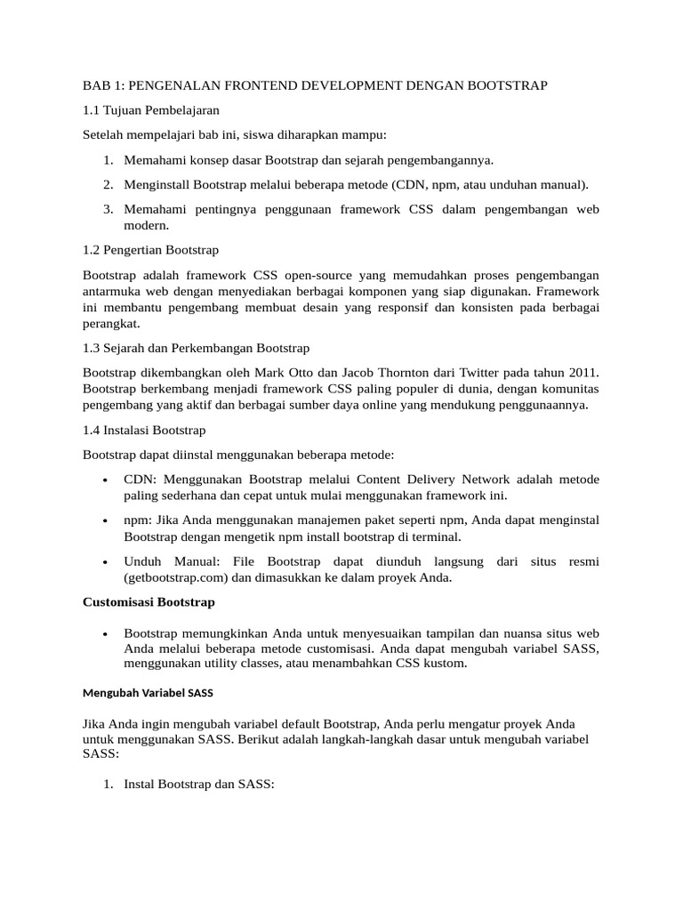 BAB 3 Pengembangan Frontend Lanjutan Dengan Bootstrap | PDF