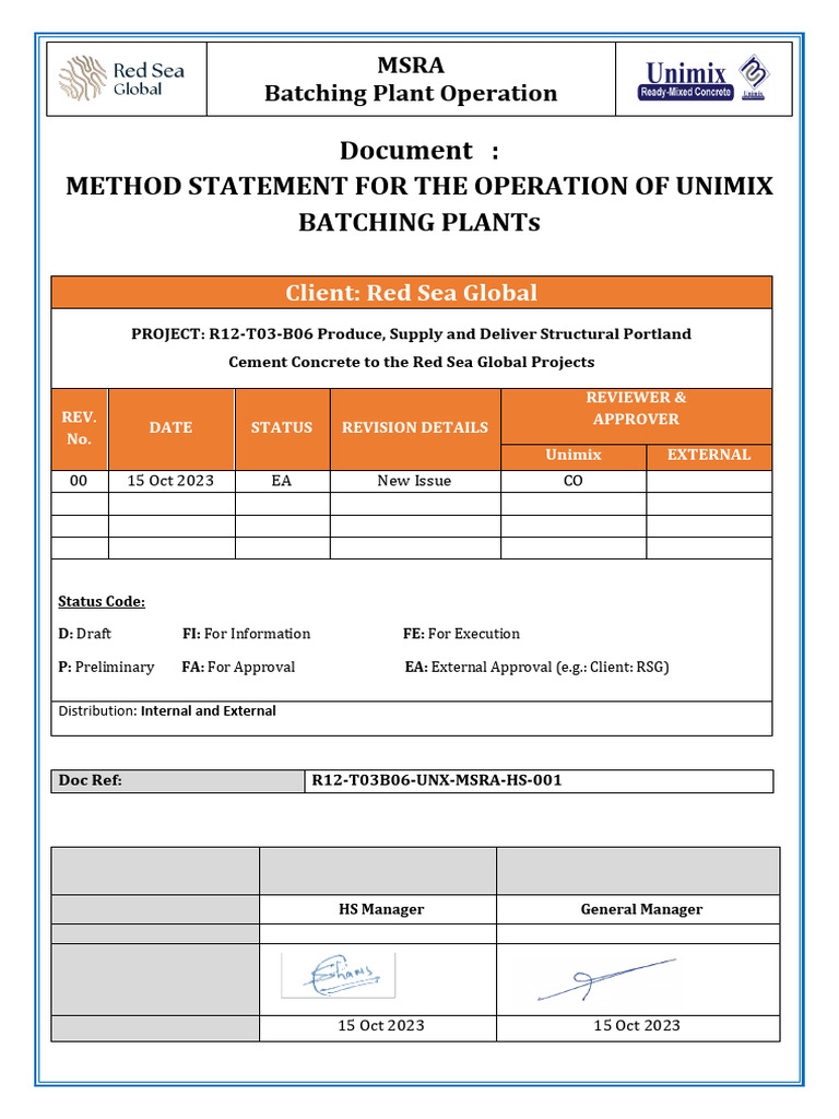 Method Statement and Risk Assessment For All High-Risk Routine and Non ...