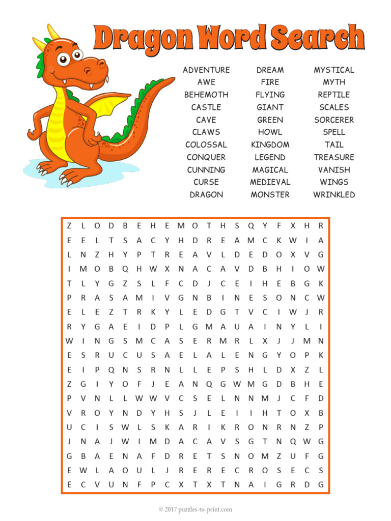 Dragon Word Search | PDF