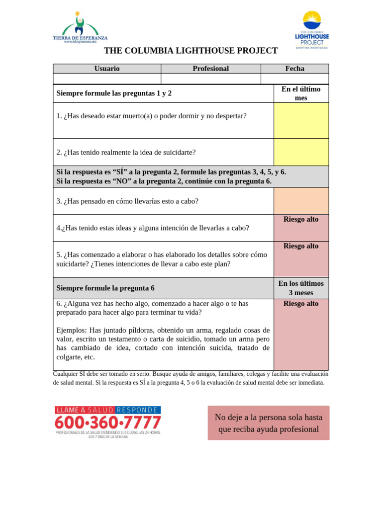 Escala Columbia 2023 | PDF