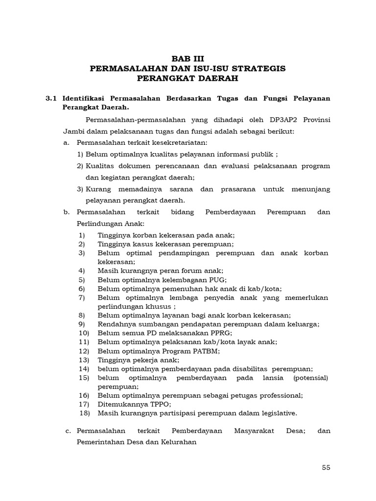 PERMASALAHAN DAN ISU-ISU STRATEGIS PERANGKAT DAERAH (RENSTRA) | PDF PERMASALAHAN DAN ISU-ISU STRATEGIS PERANGKAT DAERAH (RENSTRA) | PDF