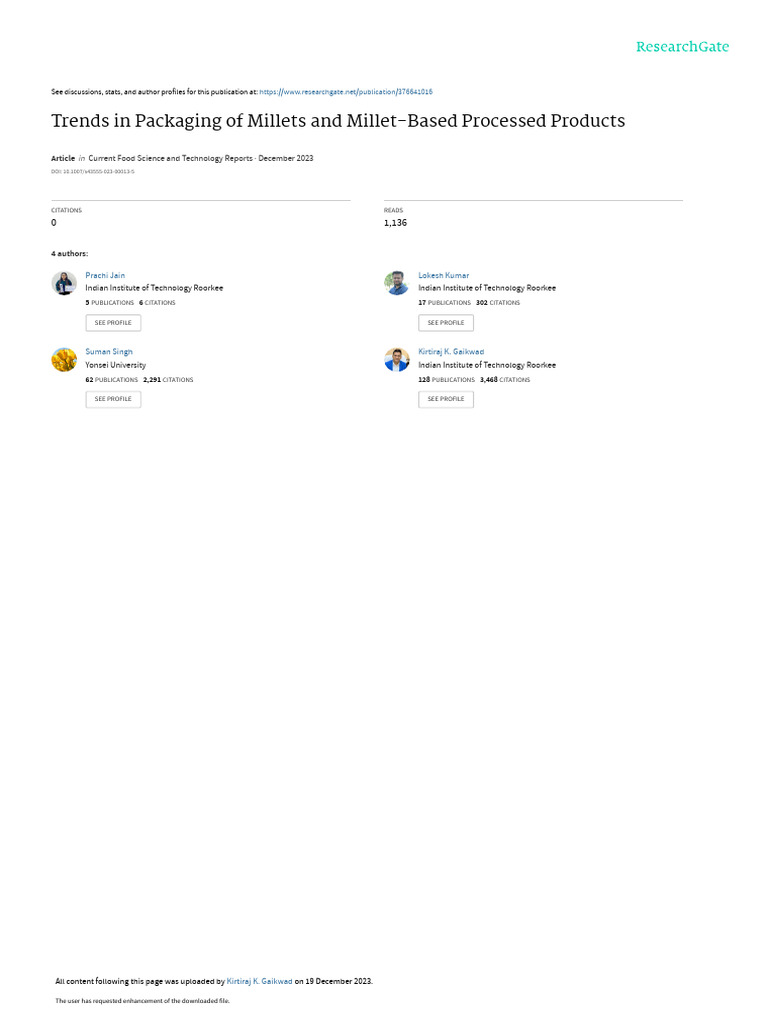 Innovations in Millet Packaging | PDF | Dietary Fiber | Technology ...