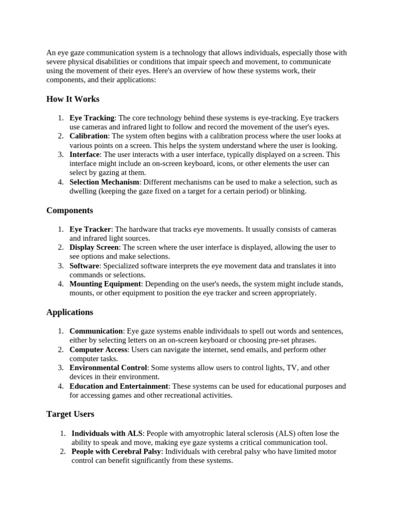 An Eye Gaze Communication System Is A Technology That Allows ...