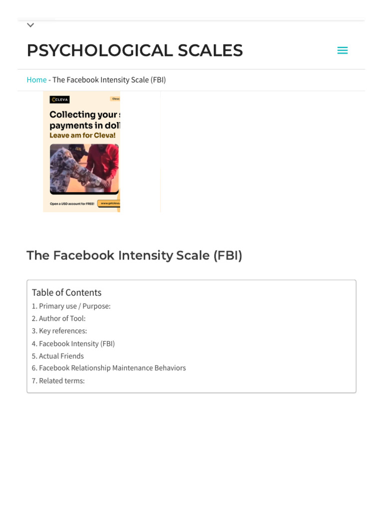 The Facebook Intensity Scale (FBI) | PDF