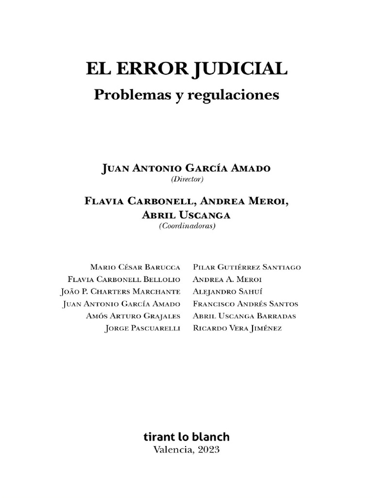 El Error Judicial. Problemas y Regulaciones - Juan Antonio García Amado ...