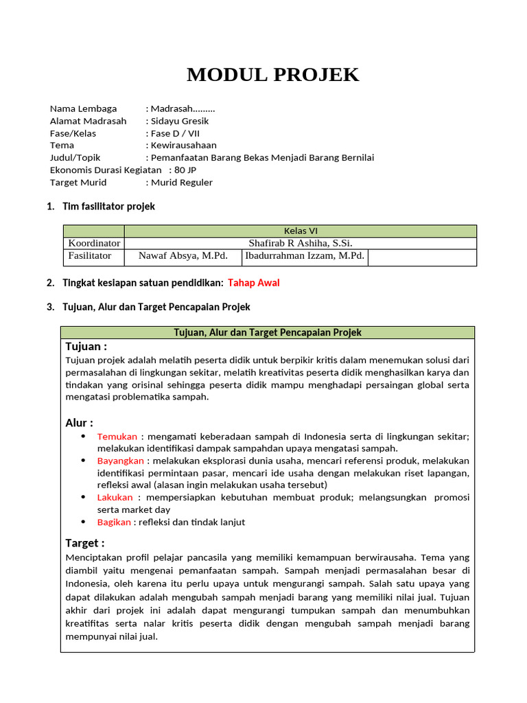 7 Contoh Modul Projek 01 | PDF