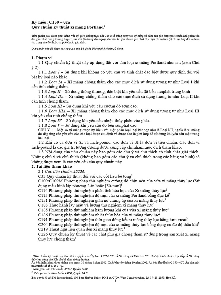 ASTM C150 Quy chuẩn kỹ thuật xi măng Portland | PDF