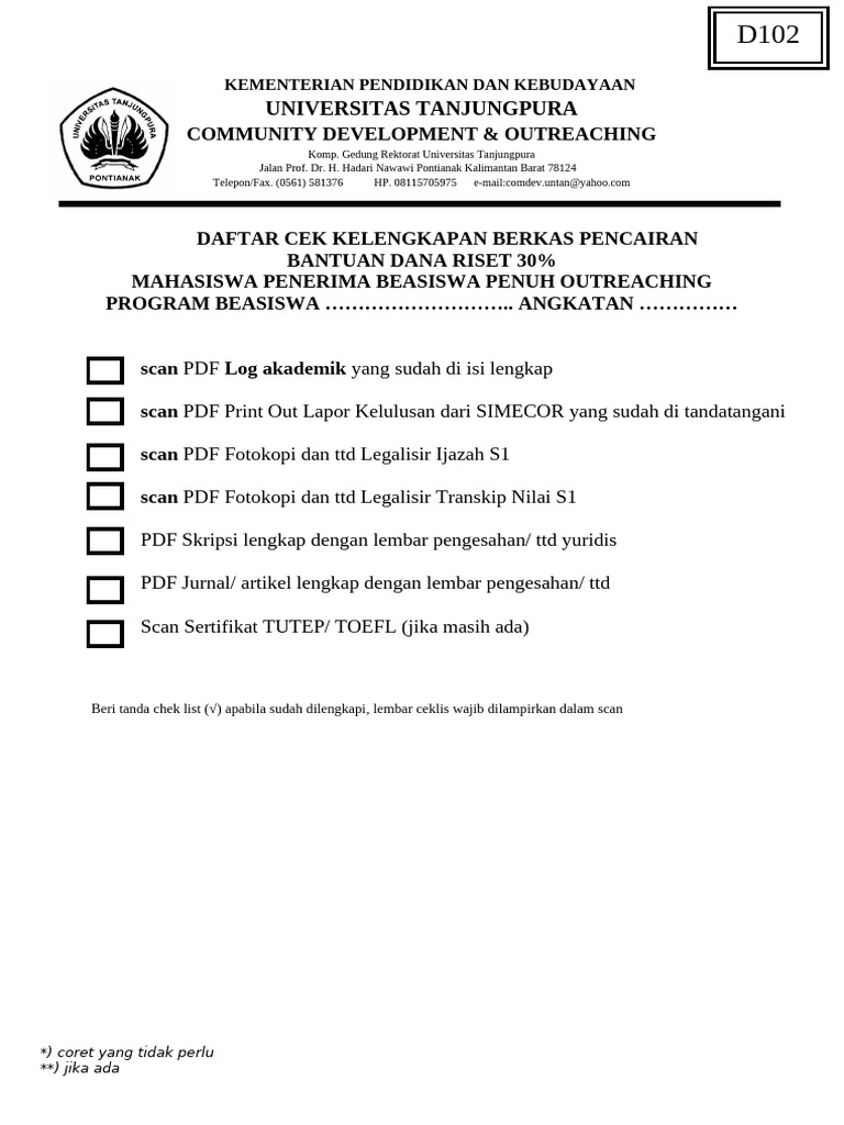 2020 LOG AKADEMIK Persyaratan Pecairan Riset 30% | PDF