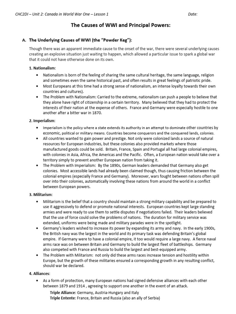 2.1 - The Causes of WWI (Note) | PDF