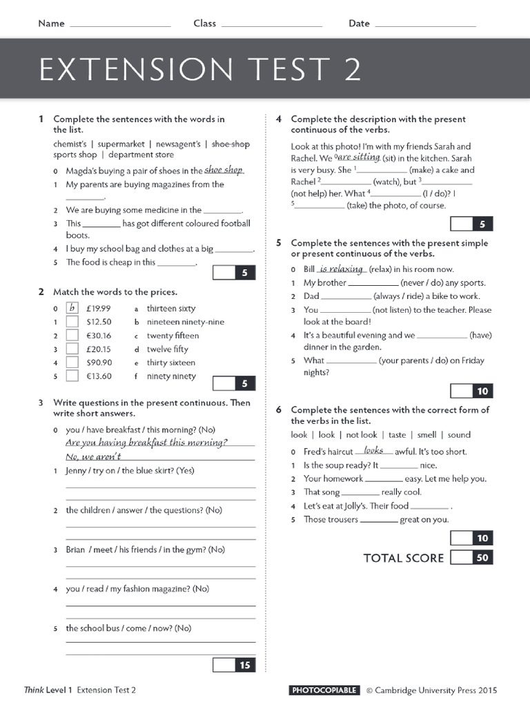 Unit 2 Extension Test | PDF