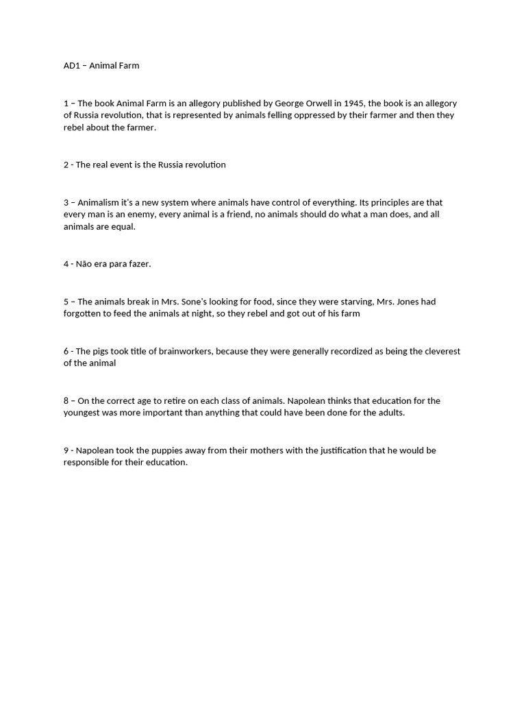 AD1 - Animal Farm | PDF