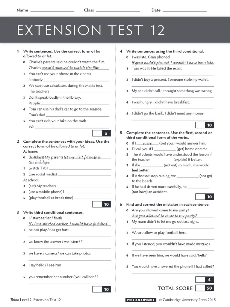 Unit 12 Extension Test PDF | PDF