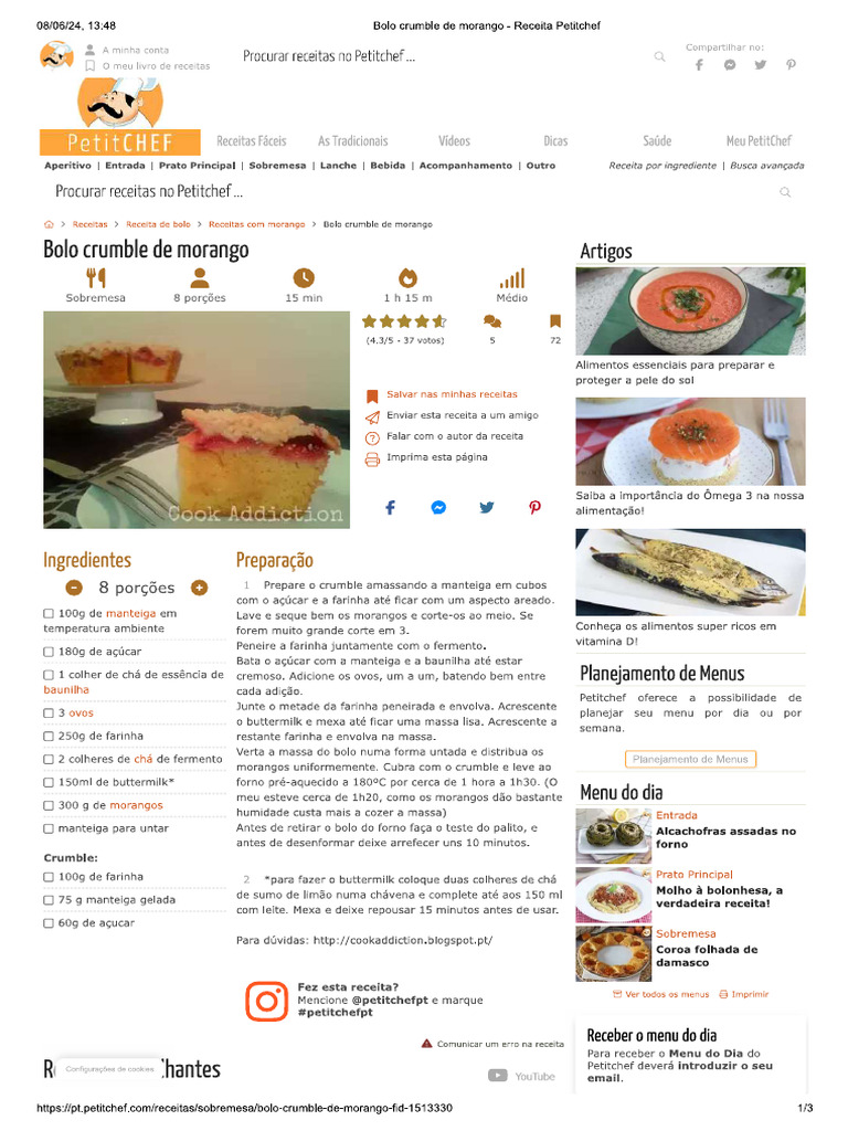 Bolo Crumble de Morango | PDF