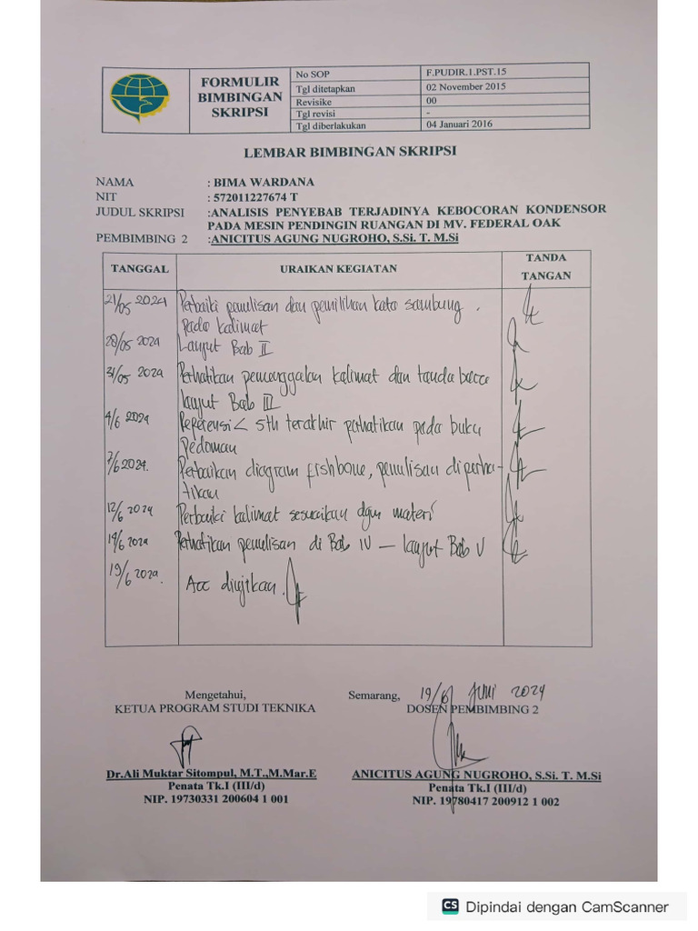 Monitoring Dosen Pembimbing 2 BIMA WARDANA | PDF