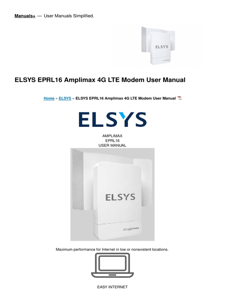 Eprl16 Amplimax 4g Lte Modem Manual | PDF