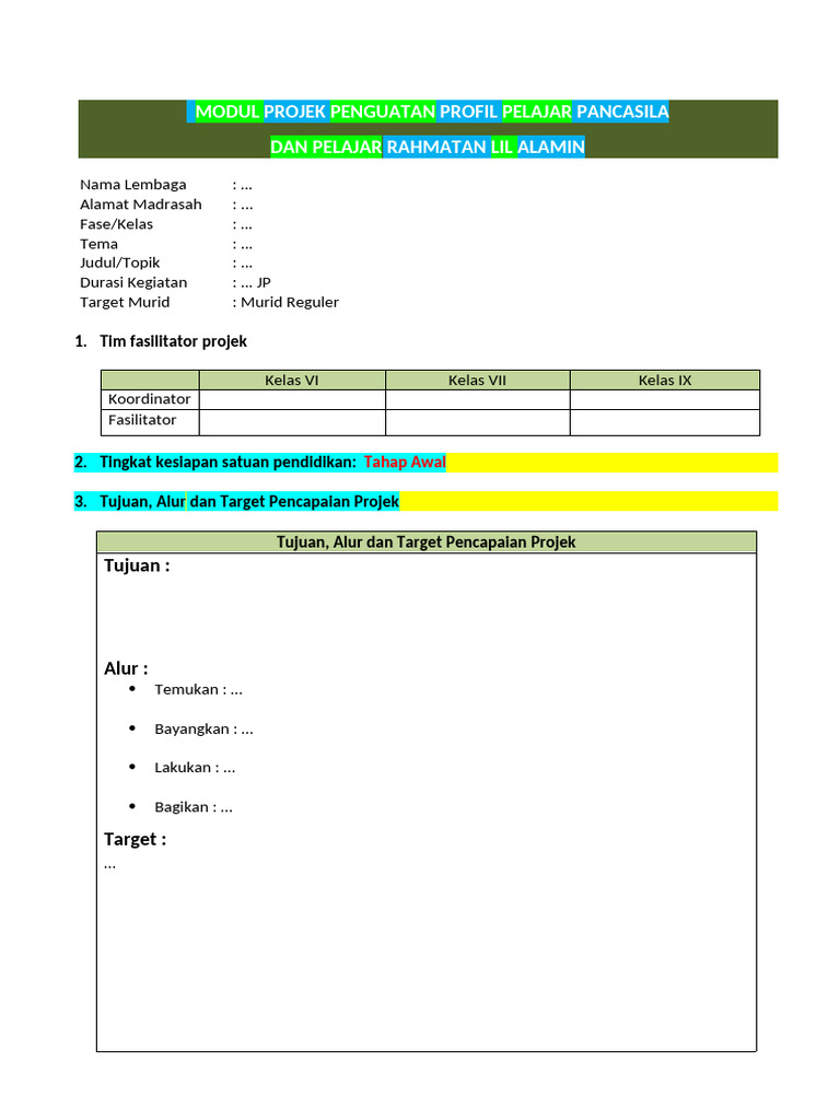 10 Template Latihan Modul Projek 01 | PDF