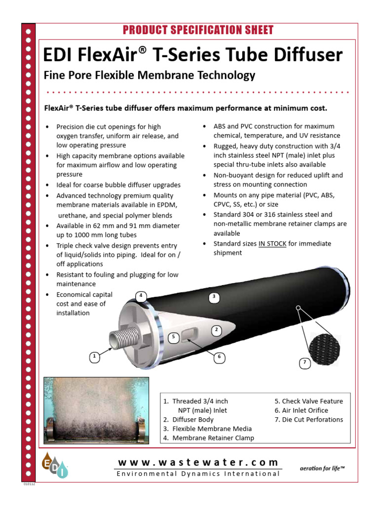 EDI FlexAir T-Series Spec Sheet | PDF | Membrane | Technology & Engineering