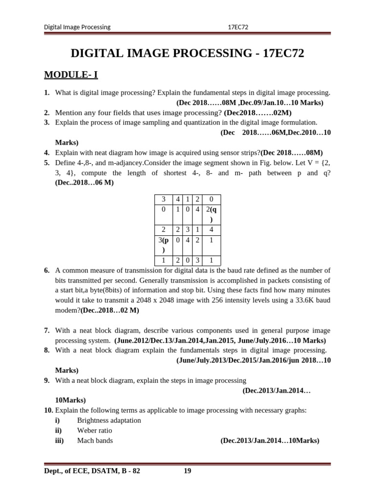 Digital Image Processing QB | PDF | Signal Processing | Teaching Methods & Materials