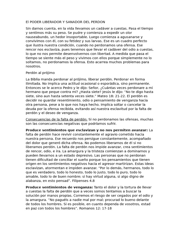 El Poder Liberador y Sanador Del Perdon | PDF
