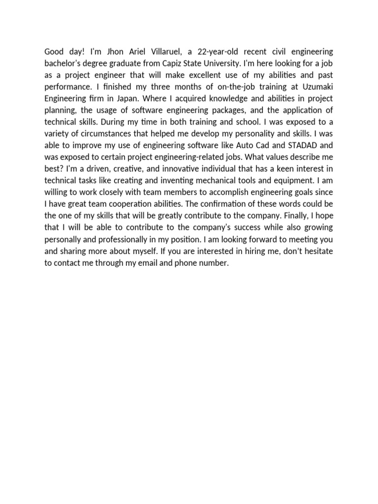 VIdeo Resume Script | PDF